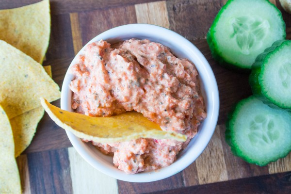 Roasted Red Pepper Dip {Greek Yogurt}