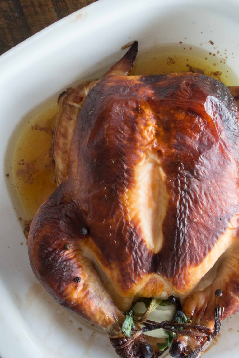 Cider Brined Roasted Chicken with Cider Glaze {Repost}